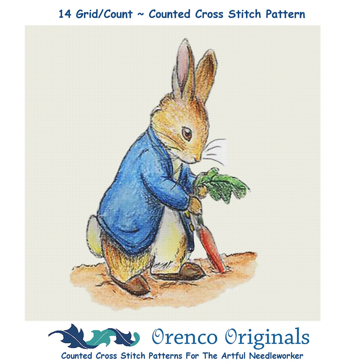 Beatrix Potter Peter Rabbit Digs Carrots Counted Cross Stitch Pattern ...