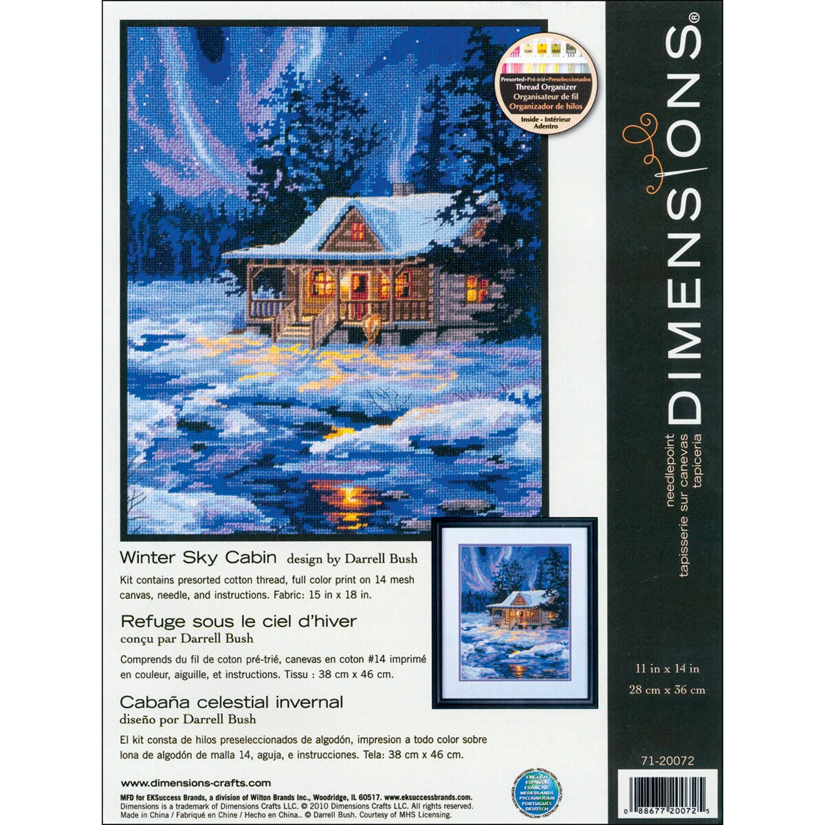 Dimensions Needlepoint Kit 11"X14"-Winter Sky Cabin Stitched In Thread ...