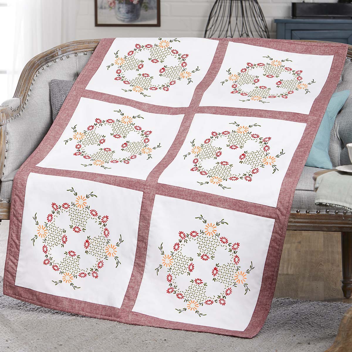 Herrschners Cordelia Quilt Block Stamped Embroidery | Michaels
