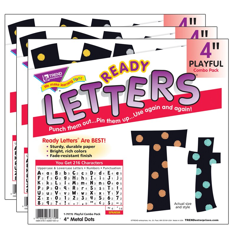 Metal Dots 4" Playful Combo Ready Letters®, 3 Packs | Michaels