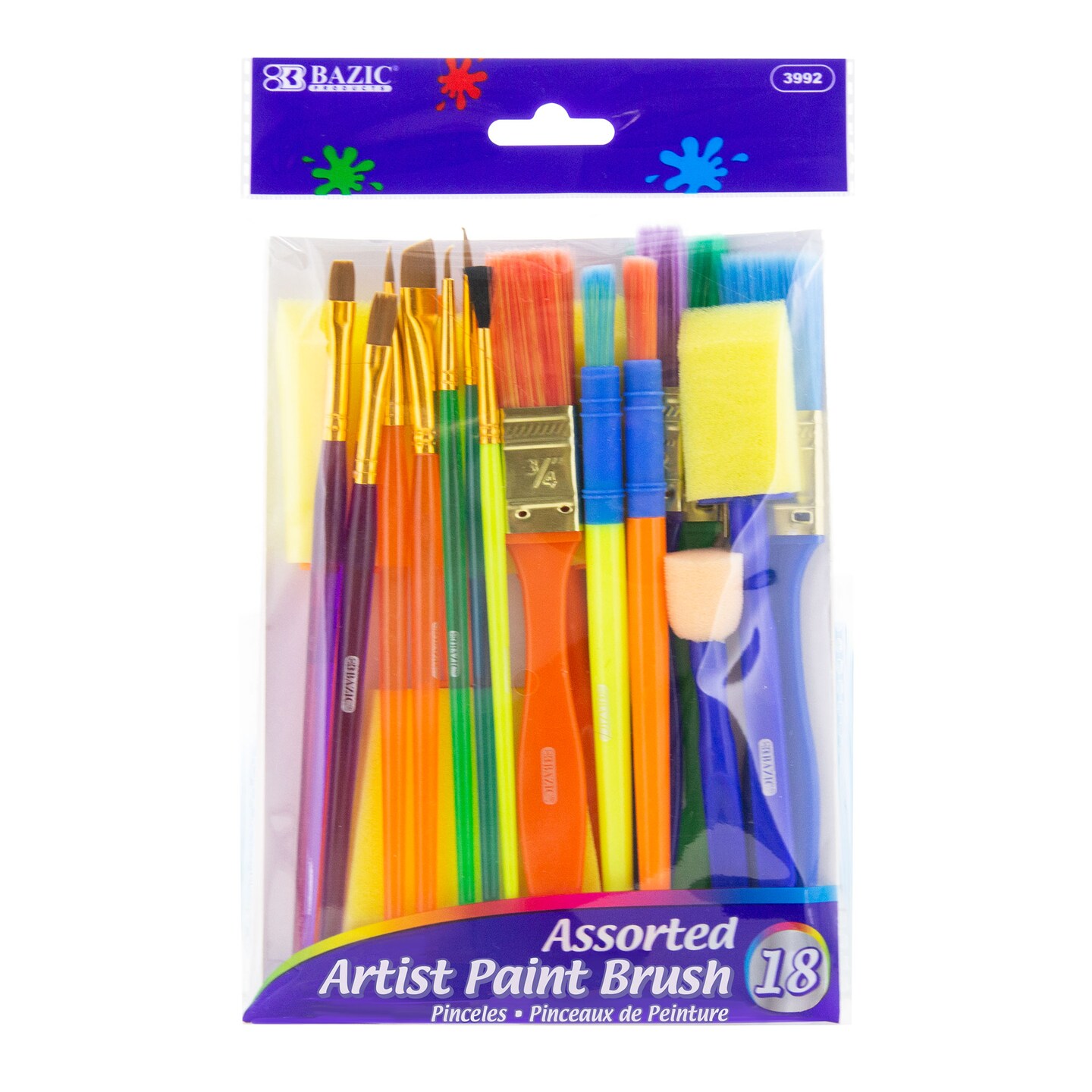 BAZIC Assorted Nylon and Foam Paint Brush Set (18/Pack) | Michaels