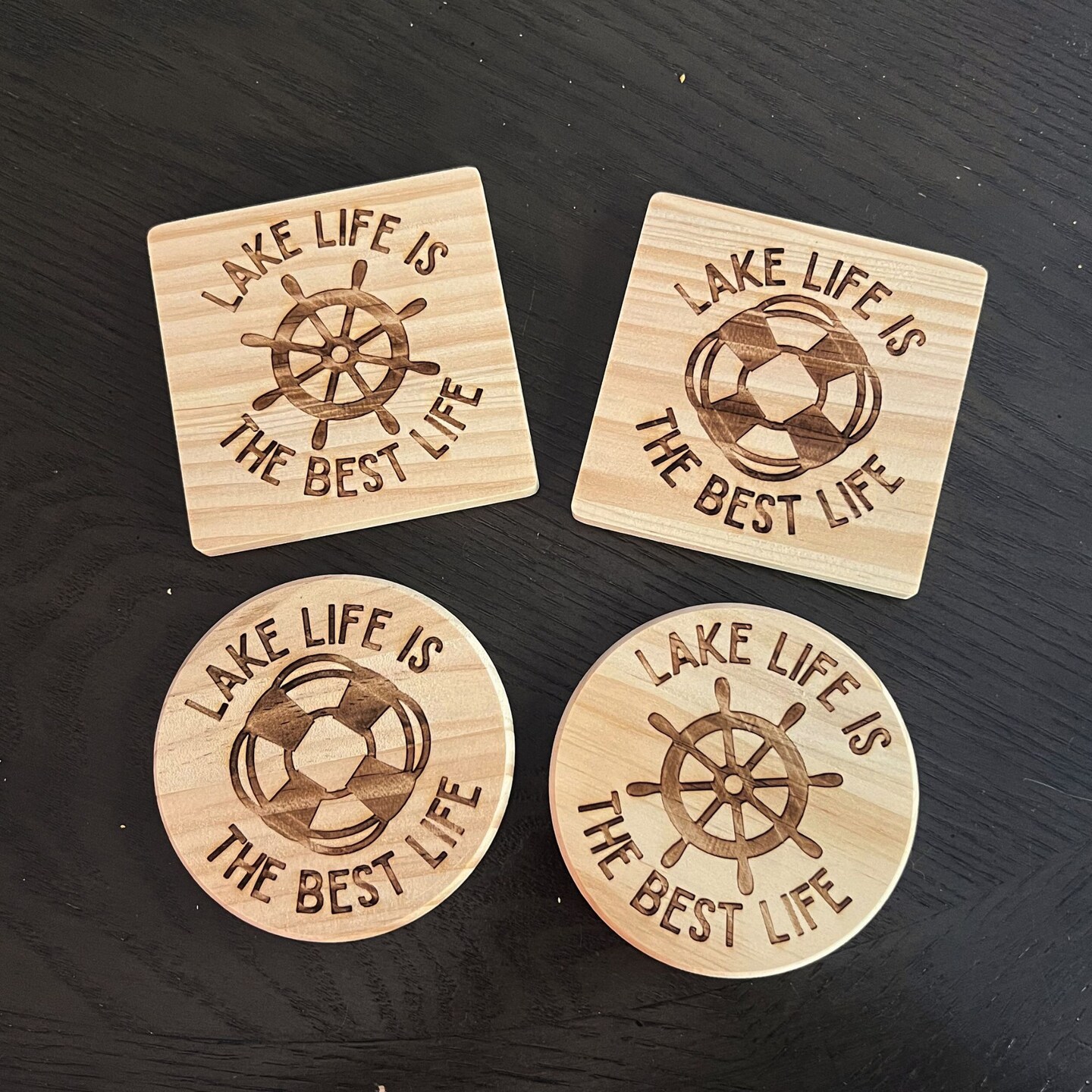Handmade Lake Life Coasters: Laser Engraved Drink Accessories ...