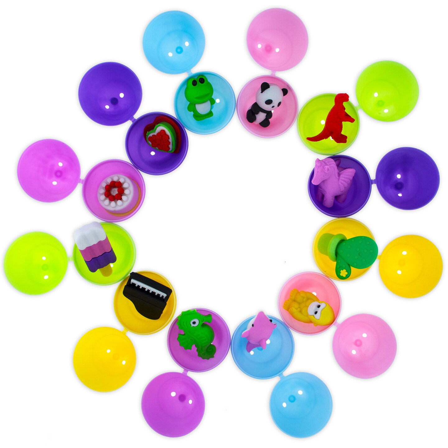 12 Multicolored Plastic Easter Eggs with Tiny Eraser Treasures Inside | Michaels