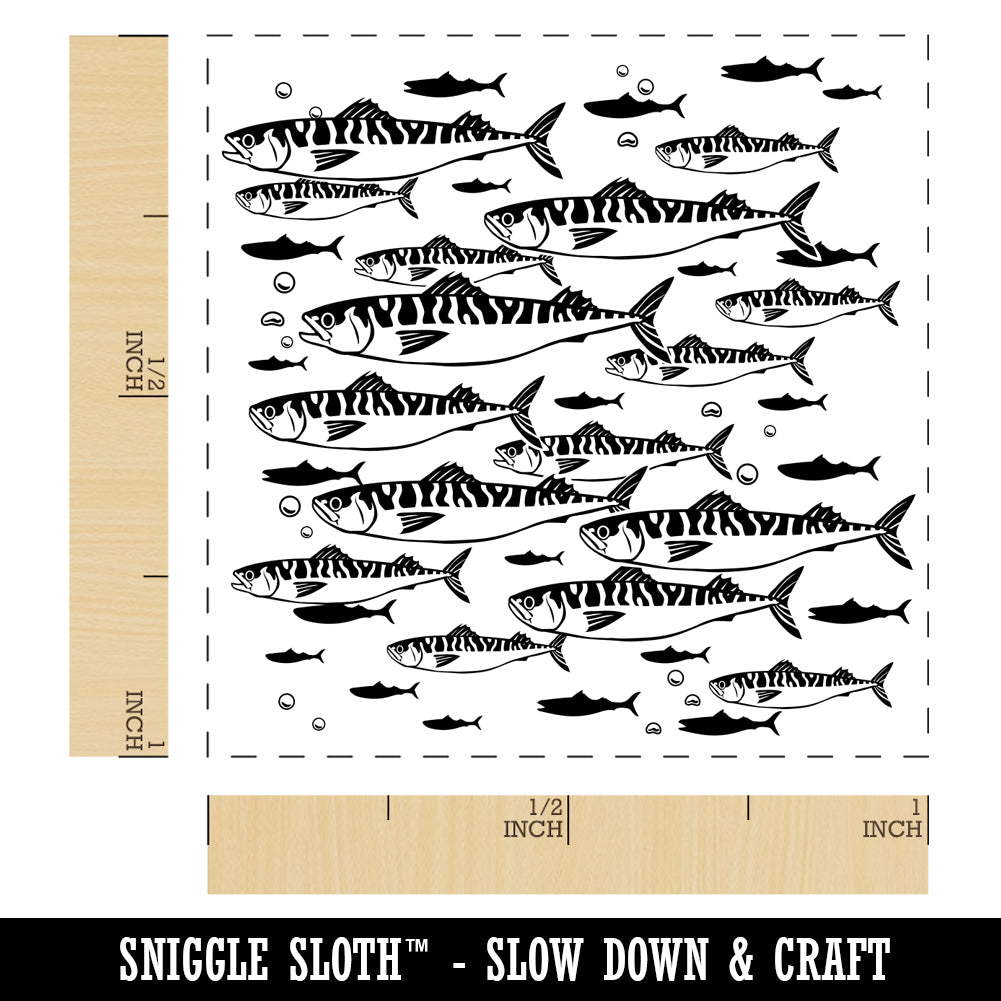 School of Atlantic Mackerel Striped Fish Self-Inking Rubber Stamp Ink ...