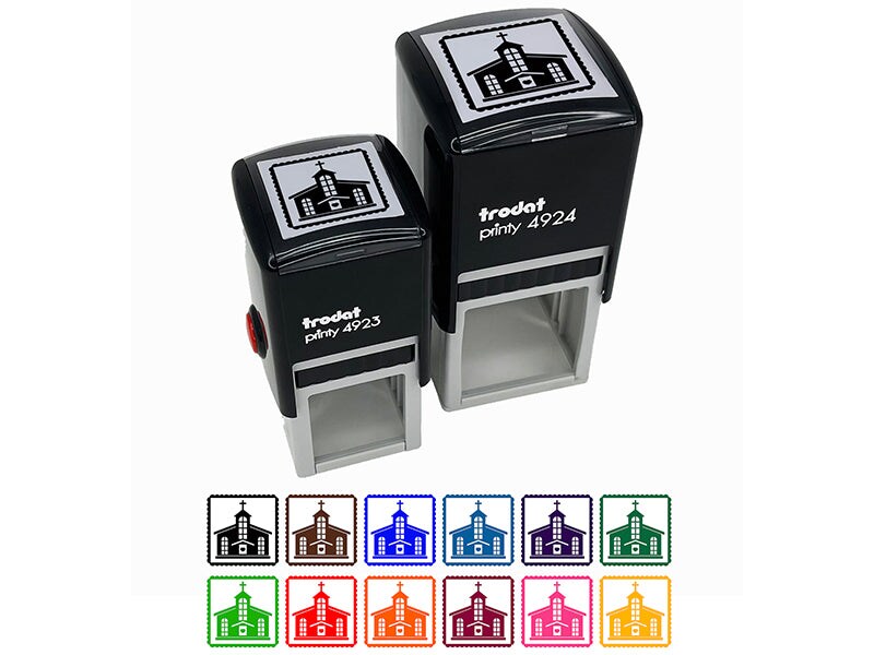 Holy Chapel Church Silhouette on Scalloped Square Border Self-Inking ...