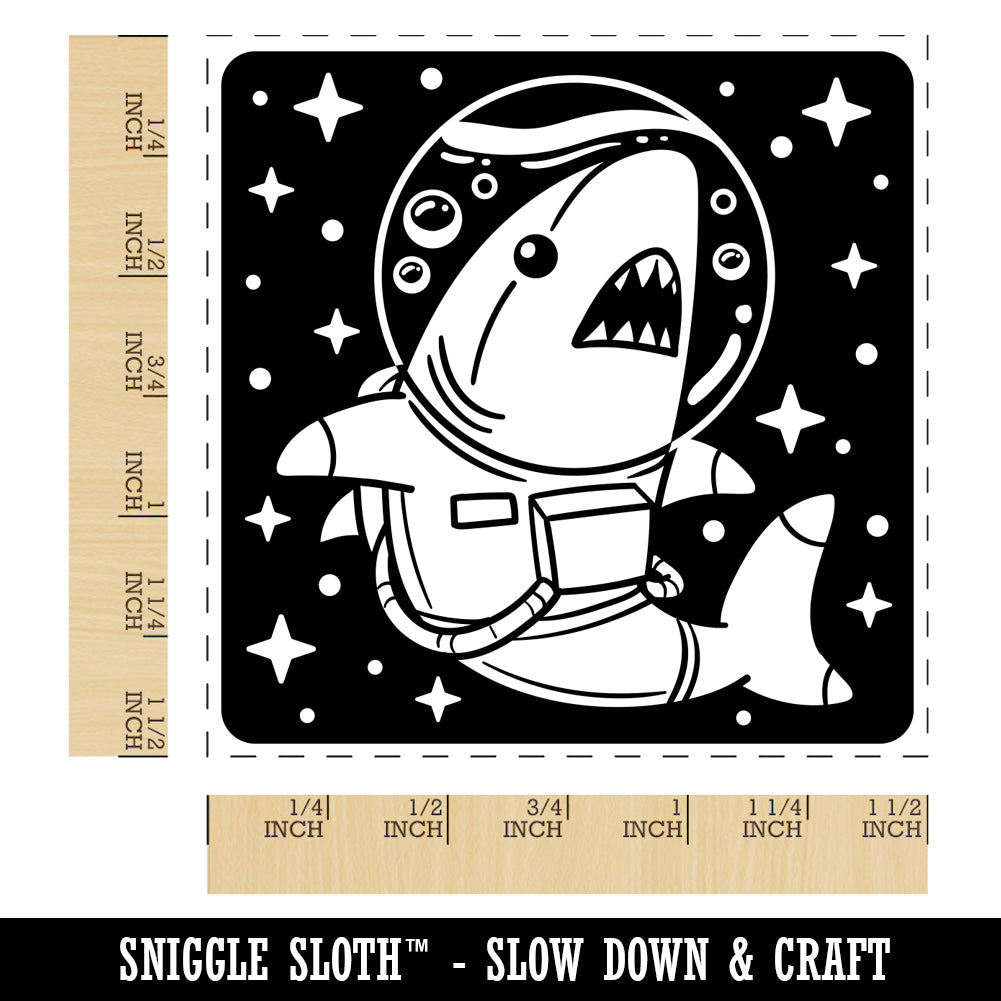 Shark Astronaut Floating in Space Self-Inking Rubber Stamp Ink Stamper ...