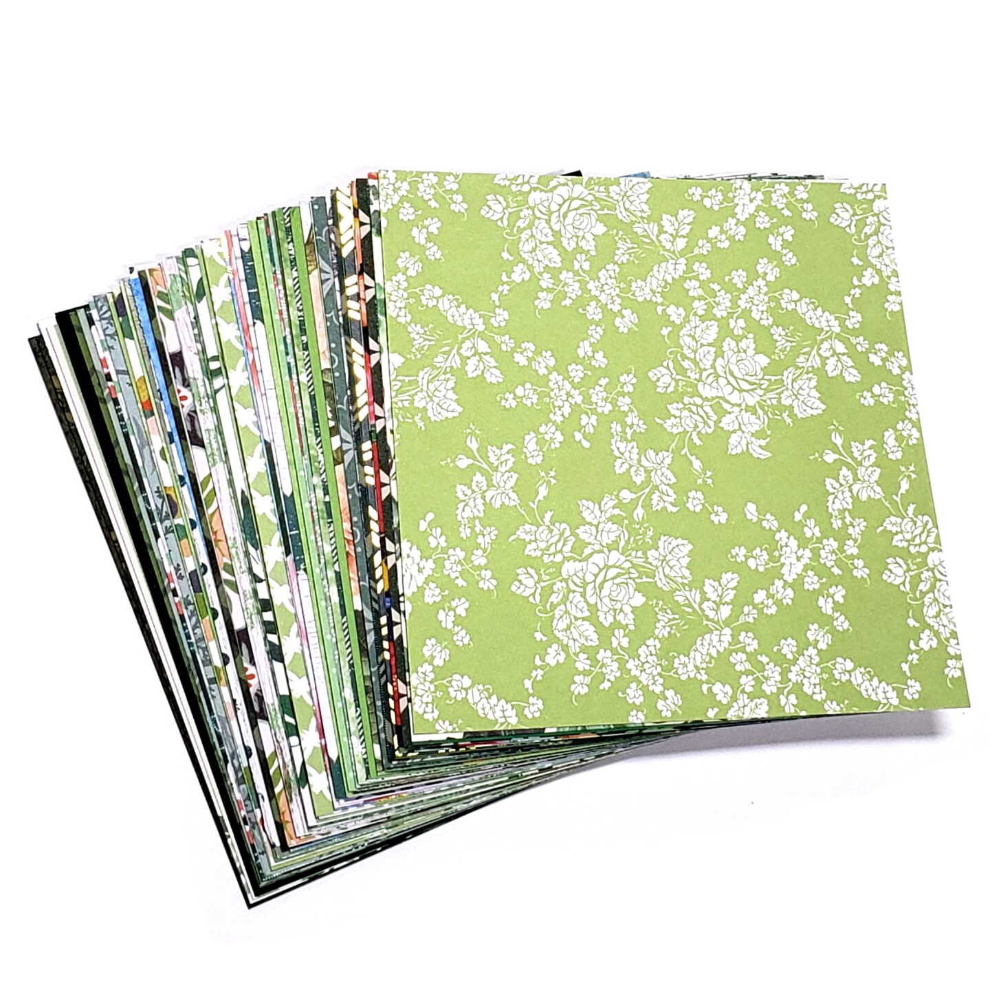 6” X 6” Shades of Green Scrapbook Paper - Includes 30 Sheets ...