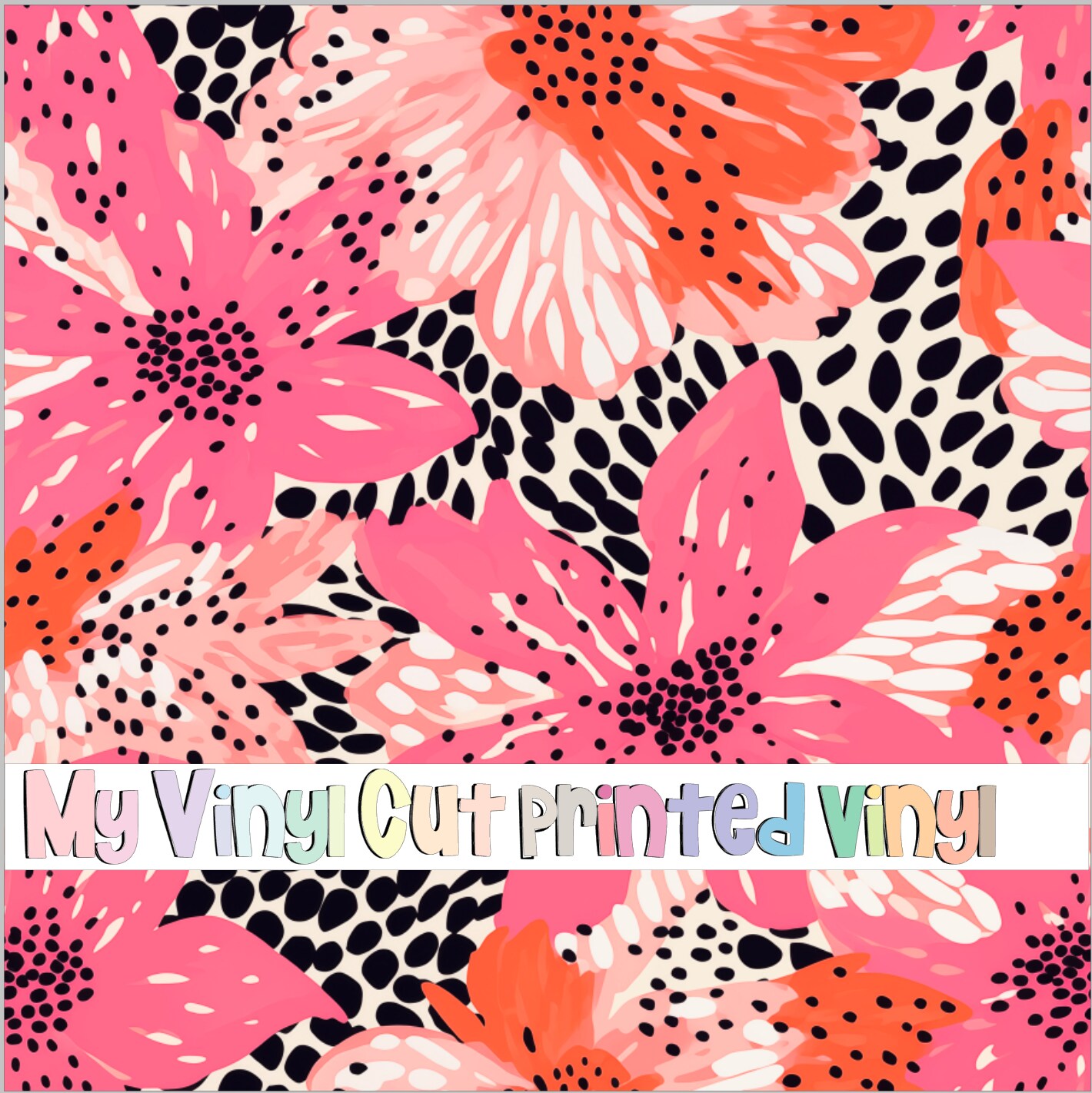 12 x 12 inch Sheet of Printed Vinyl or HTV in the Animal Print Floral H ...