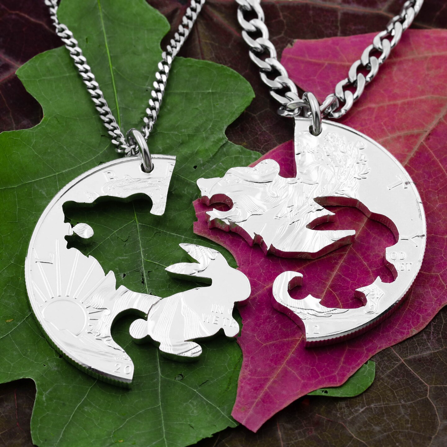 Bear and Bunny Necklace Set, BFF and Couples Necklaces, Animal Jewelry ...