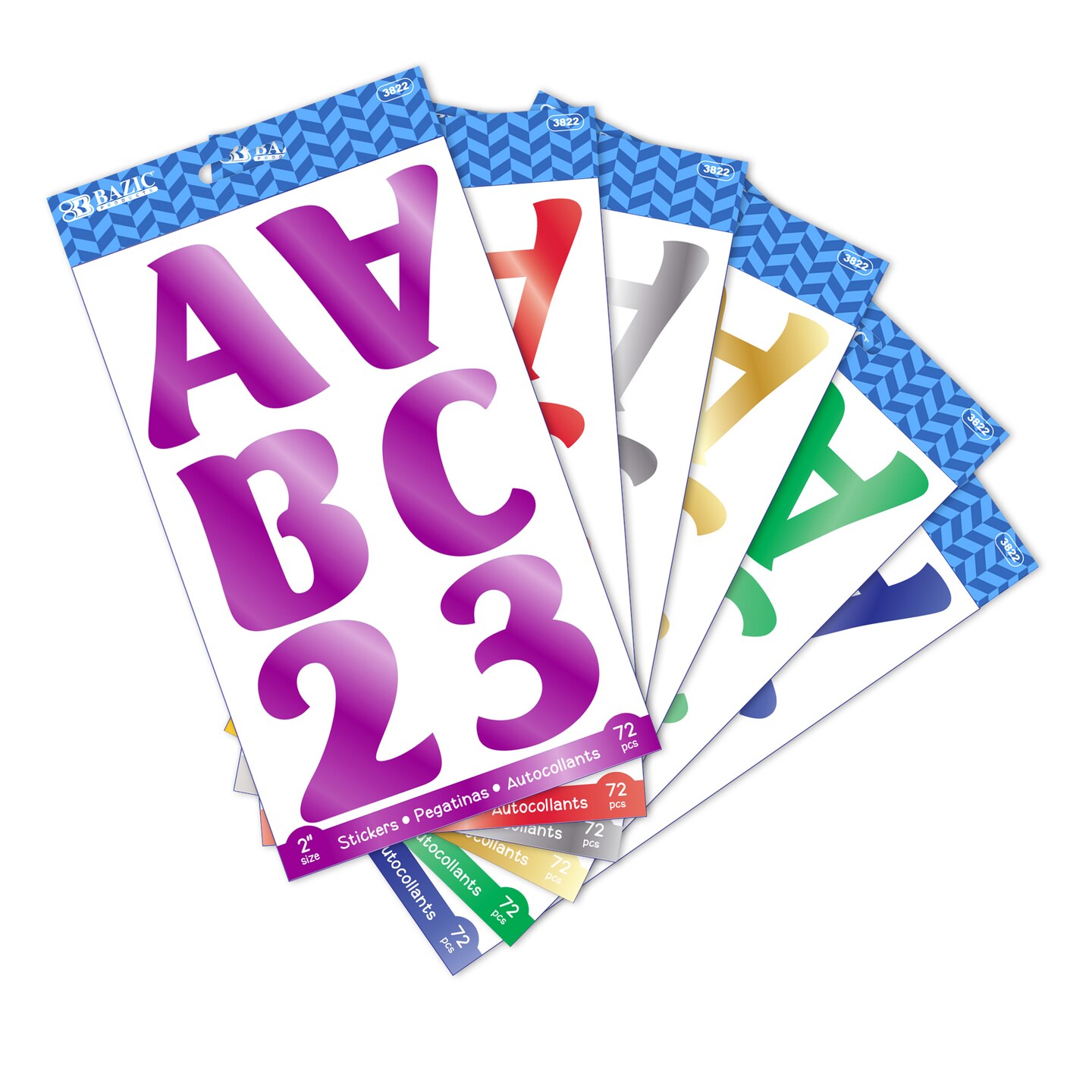 BAZIC Alphabet & Number 2" Metallic Color (10 SHEETS) | Michaels