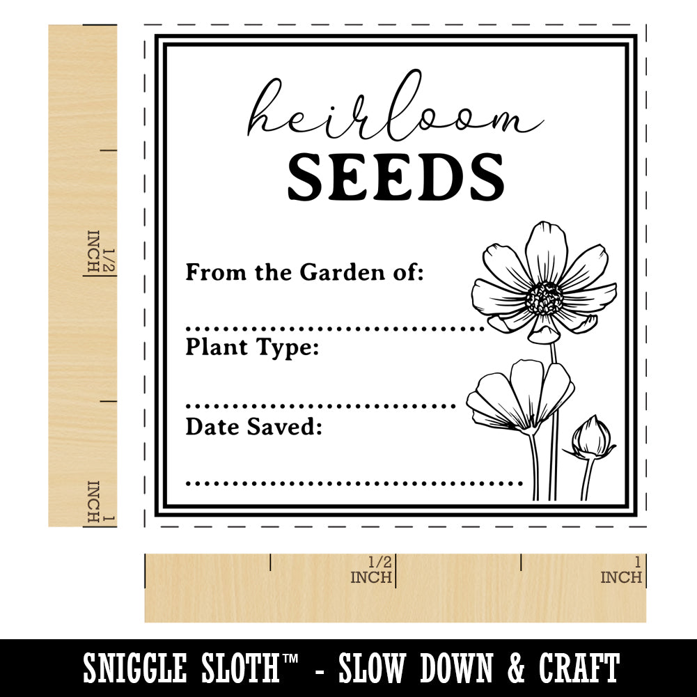 Heirloom Seed Packet Label for Flowers Vegetable Fruits Self-Inking ...