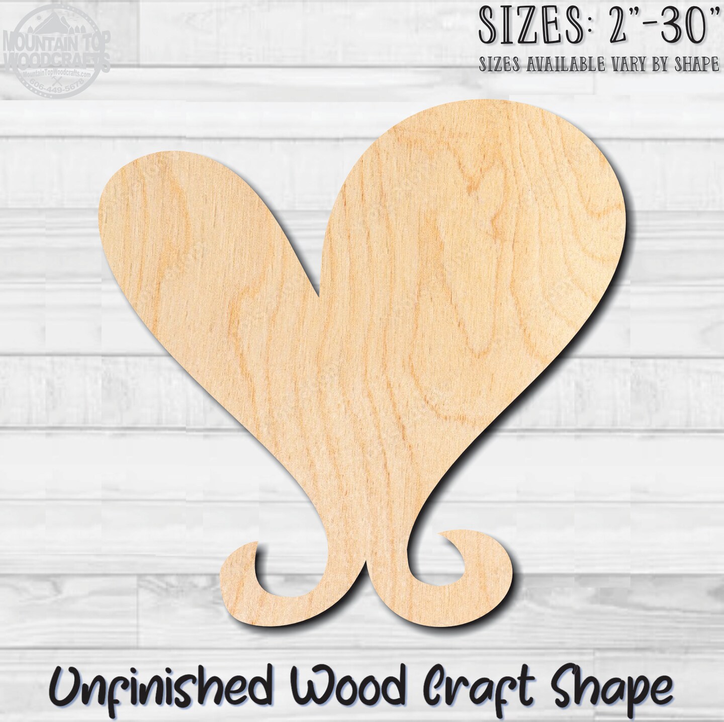 Heart 2 Unfinished Wood Shape Blank Laser Engraved Cutout Woodcraft ...