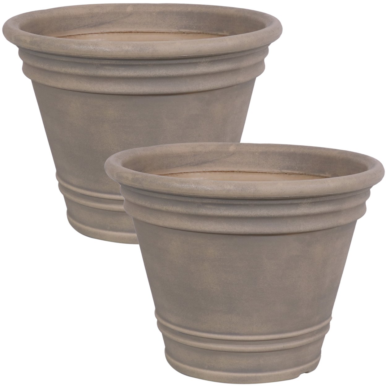 Sunnydaze 20 in Franklin Dual-Wall Polyresin Planter - Beige - Set of 2 ...