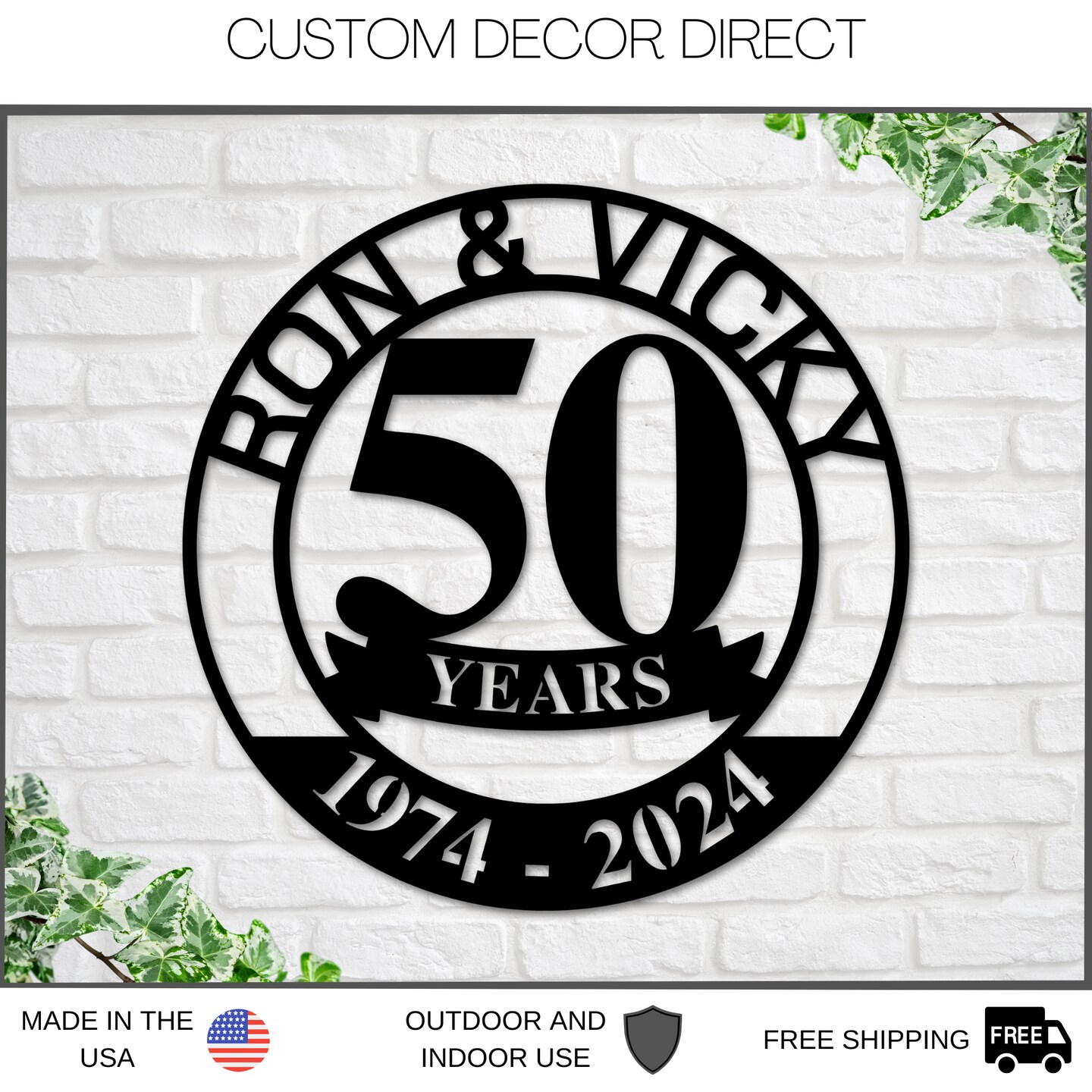 50th Anniversary Sign, Metal Anniversary Sign, Golden Anniversary, 50 ...