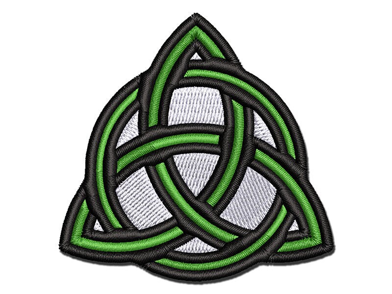 Celtic Triquetra Knot Outline Multi-Color Embroidered Iron-On or Hook & Loop Patch Applique ...