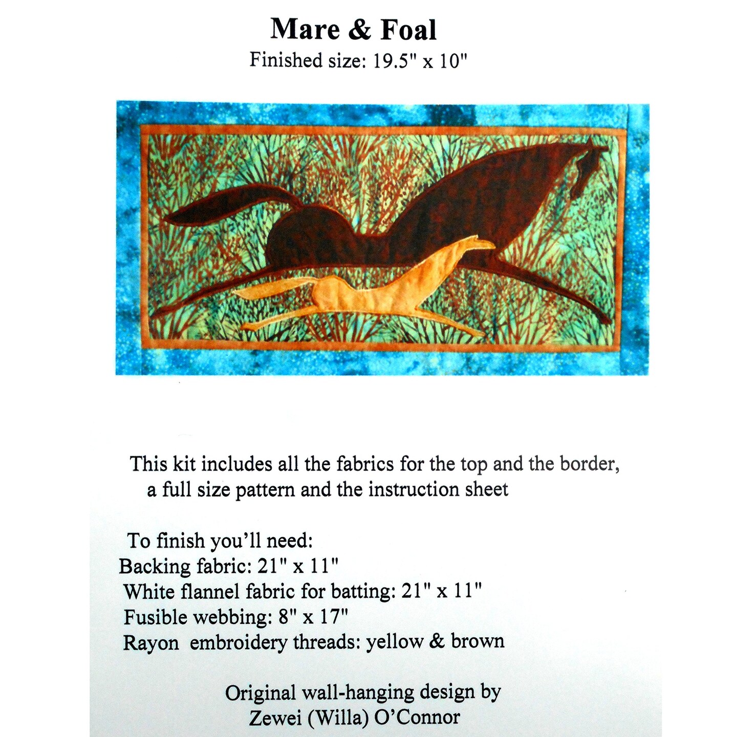 Mare and Foal, Full Size Applique Quilting Pattern and Instruction Only ...