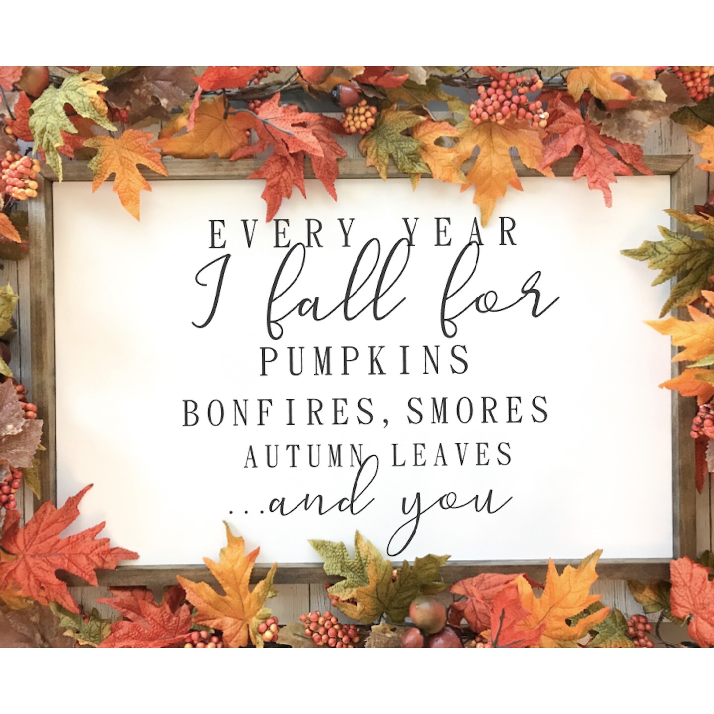 Large Fall Wooden Sign | Every Year I Fall For You | Rustic Home Decor ...