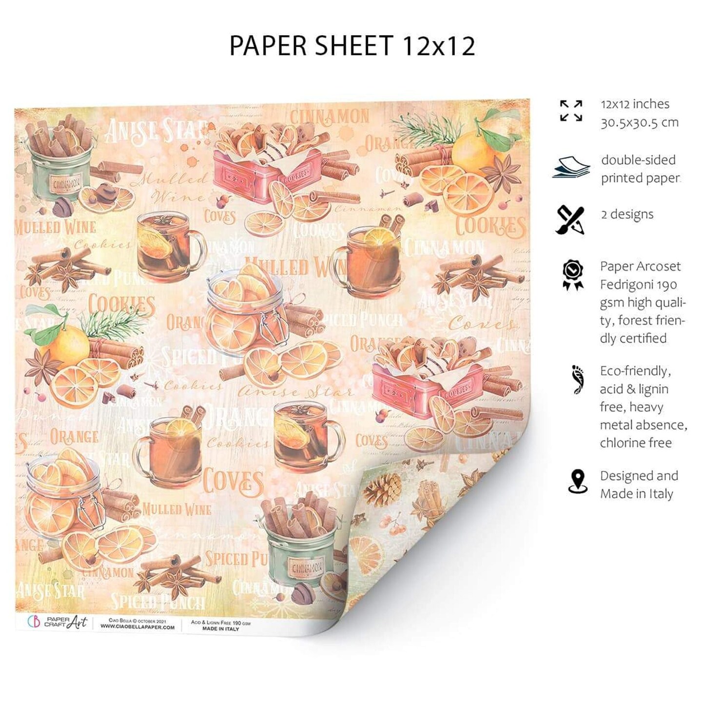 Ciao Bella Cinnamon & Co Paper Sheet 12"x12" 1 Sheet | Michaels