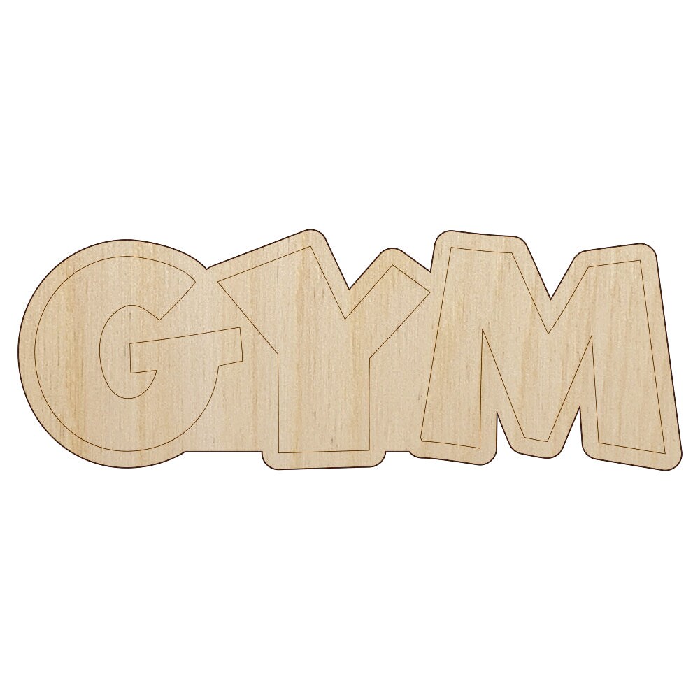 Gym Text Unfinished Wood Shape Piece Cutout for DIY Craft Projects ...
