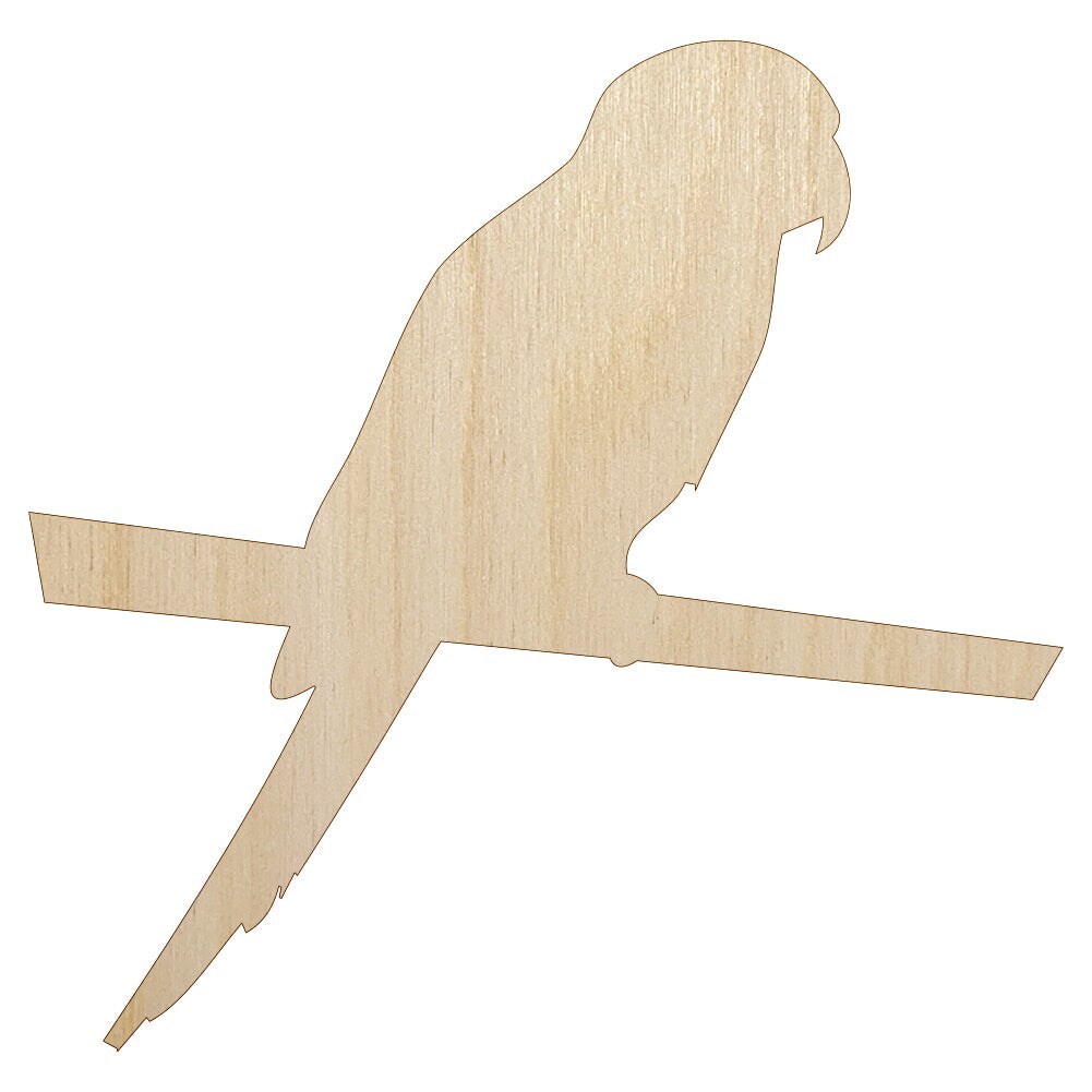 Parakeet on Branch Bird Solid Unfinished Wood Shape Piece Cutout for ...