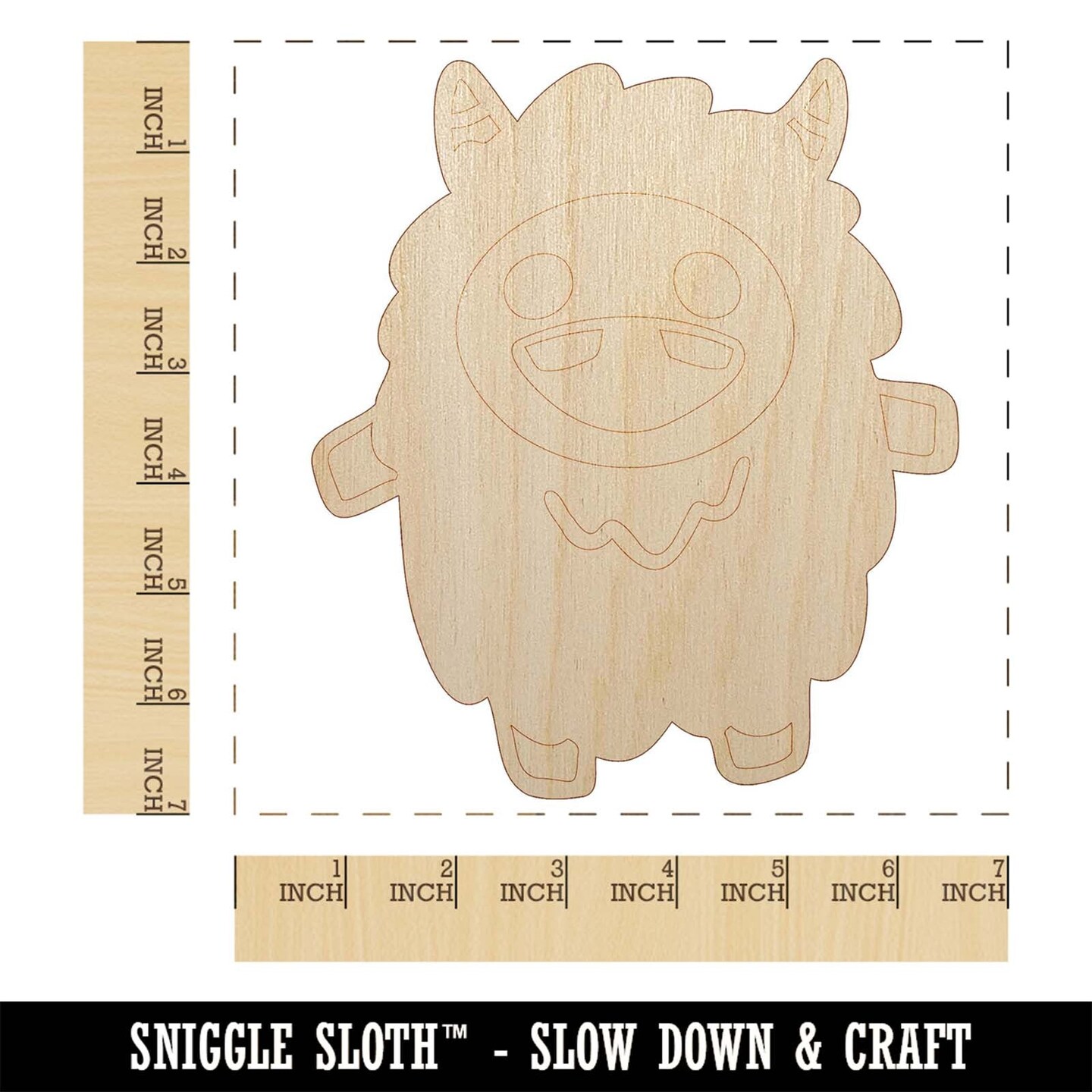 Excited Happy Kawaii Chibi Yeti Unfinished Wood Shape Piece Cutout for ...