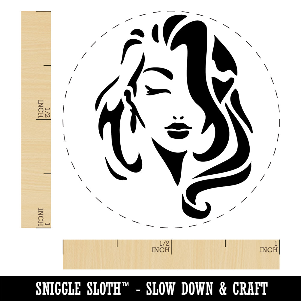 Beautiful Woman with Flowing Hair Self-Inking Rubber Stamp Ink Stamper ...