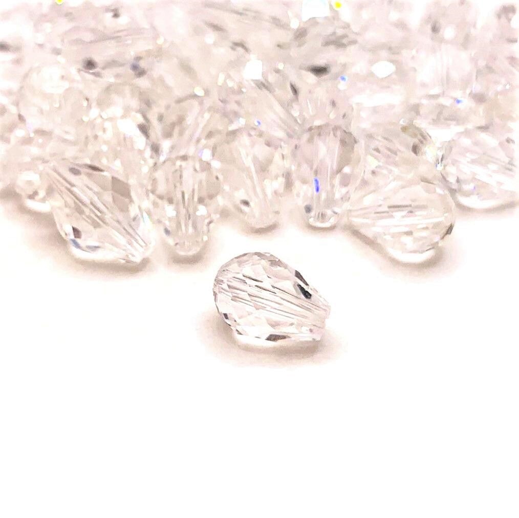 4, 20 or 50 Pieces: 6x8 mm Teardrop Clear Diamond Imitation Crystal ...