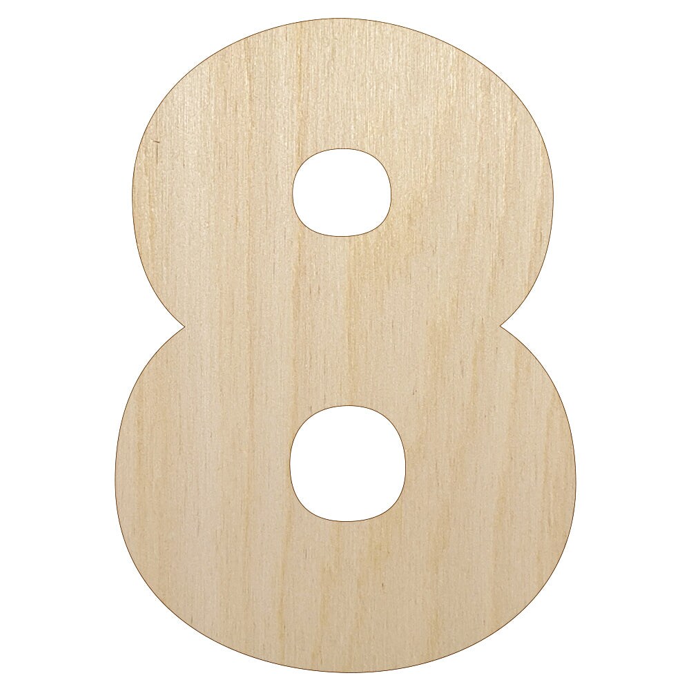 Number 8 Eight Fun Bold Font Unfinished Wood Shape Piece Cutout for DIY ...