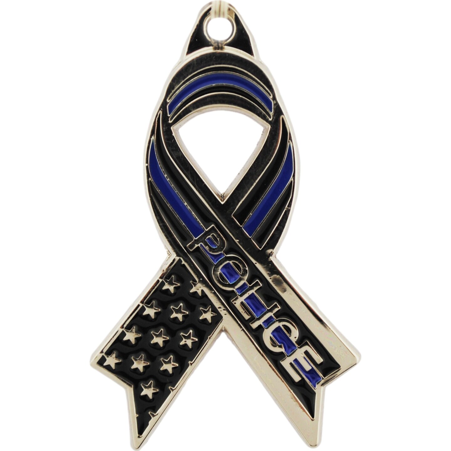 KEY RING-POLICE,BLUE Ribbon Bright-Shine (1-1/2") | Michaels