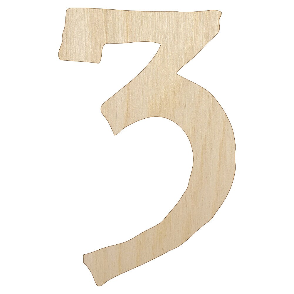 Number 3 Three Cute Typewriter Font Unfinished Wood Shape Piece Cutout ...