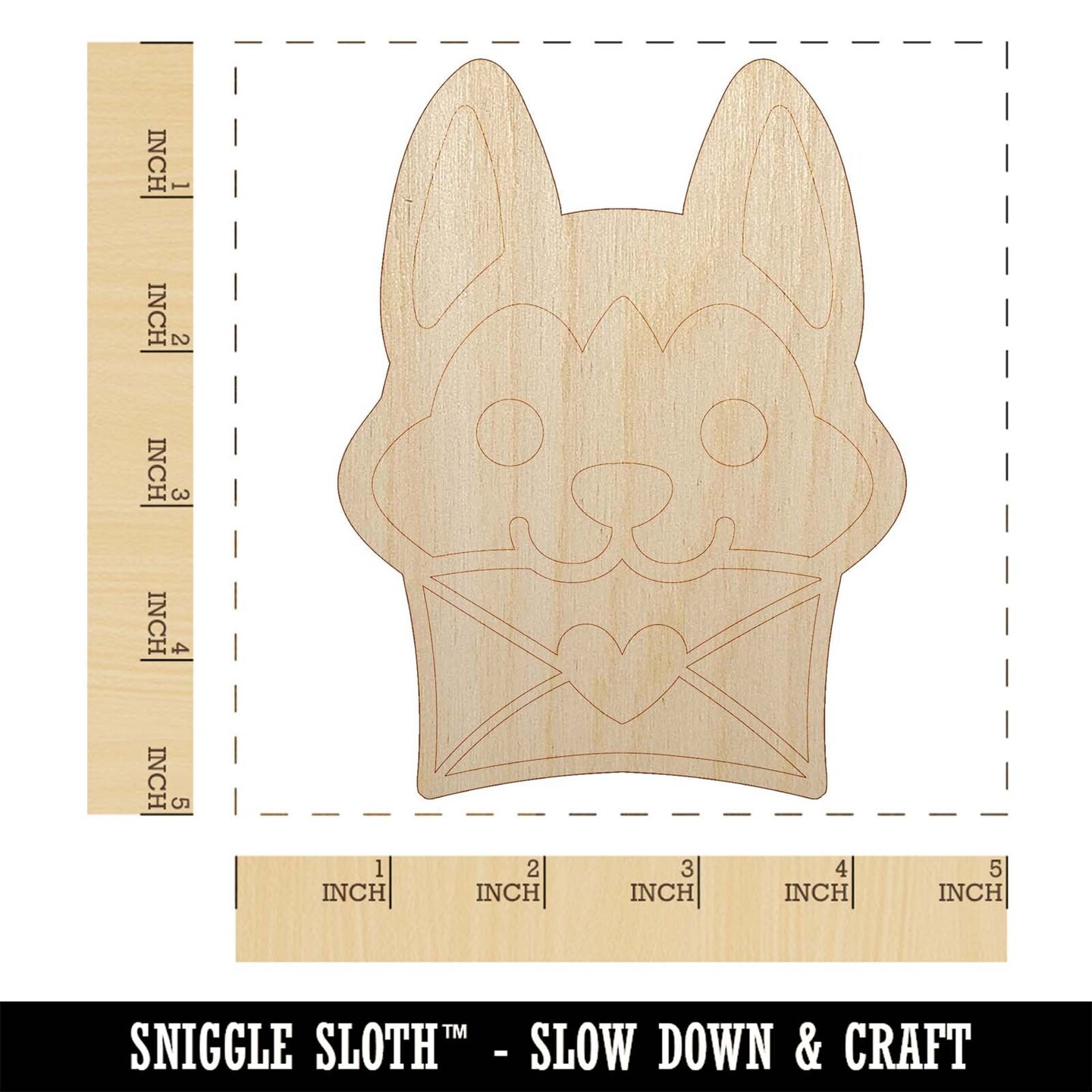 Chibi Husky Dog Holding Mail Envelope Unfinished Wood Shape Piece ...