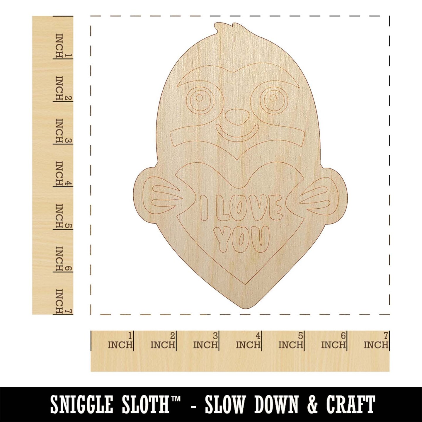 Sloth I Love You Unfinished Wood Shape Piece Cutout for DIY Craft ...