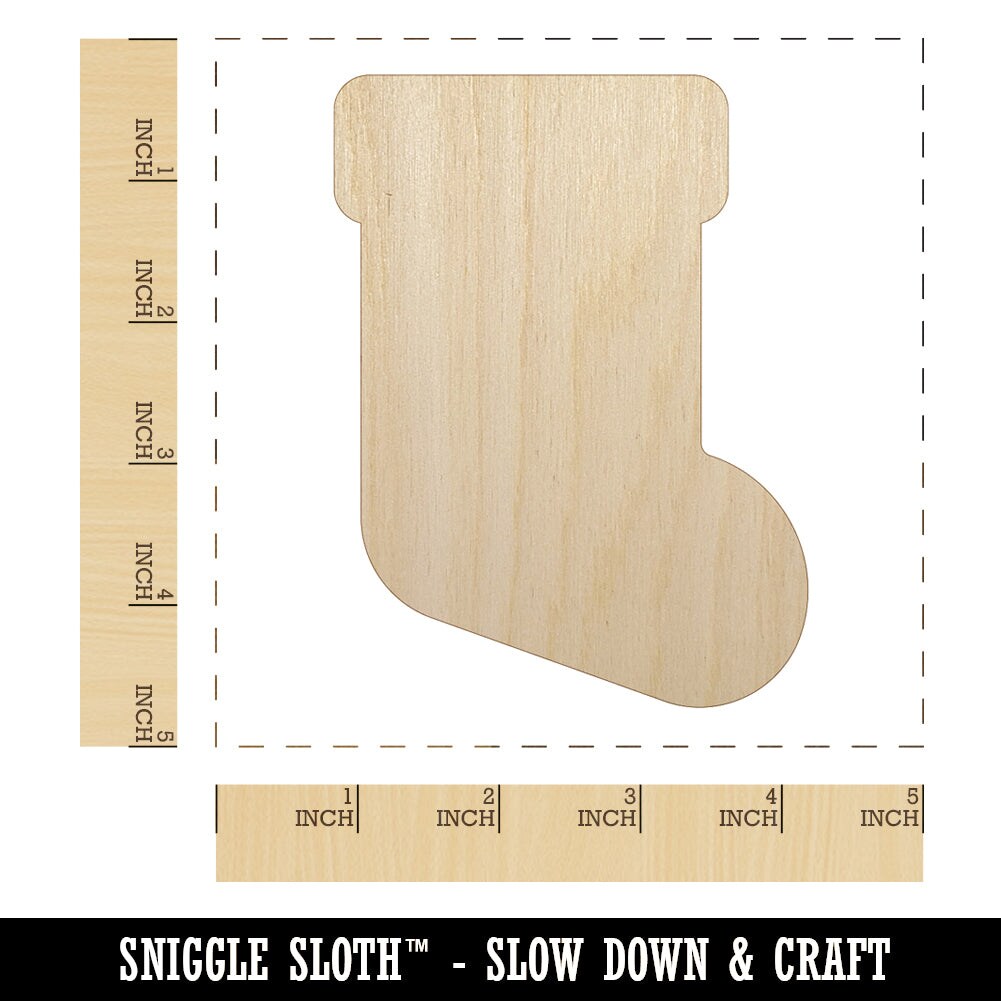Christmas Stocking Solid Unfinished Wood Shape Piece Cutout for DIY ...