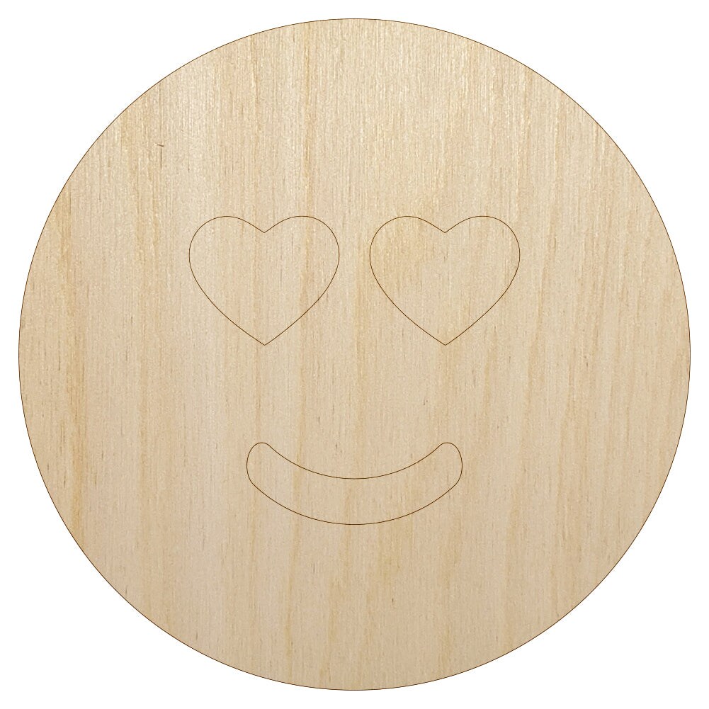Heart Eyes Love Happy Face Emoticon Unfinished Wood Shape Piece Cutout ...