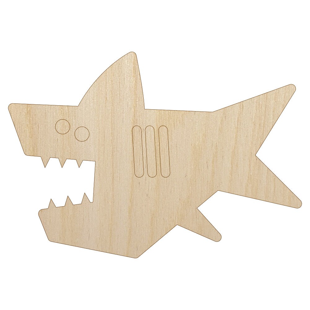 Shark Doodle Unfinished Wood Shape Piece Cutout for DIY Craft Projects ...
