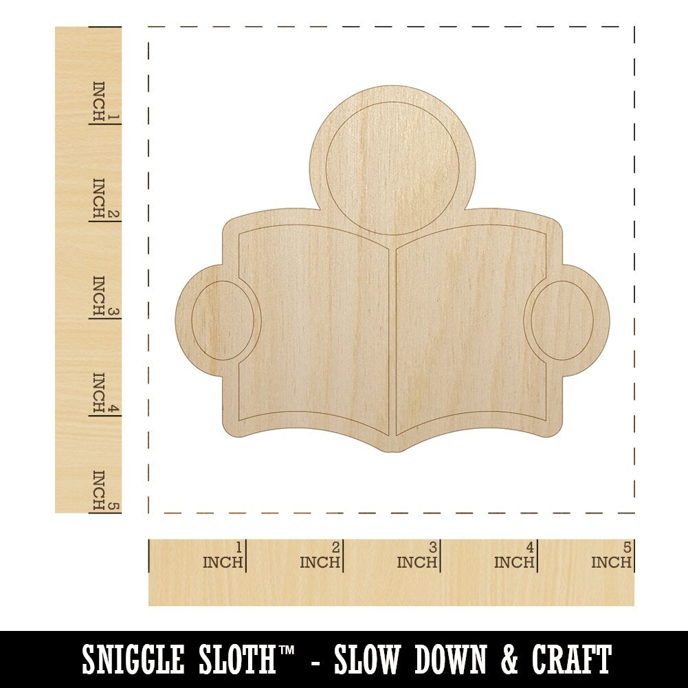 Reading Book Library Icon Unfinished Wood Shape Piece Cutout for DIY ...