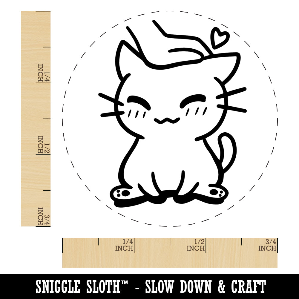 Satisfied Cat Kitty Headpat Self-Inking Rubber Stamp Ink Stamper for ...