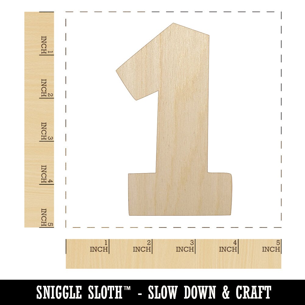 Number 1 One Fun Bold Font Unfinished Wood Shape Piece Cutout for DIY ...