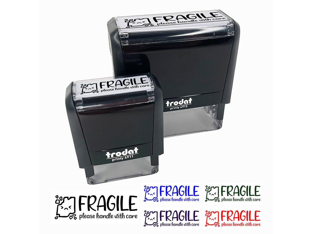 Fragile Handle With Care Broken Parts Label Box Self-Inking Rubber ...