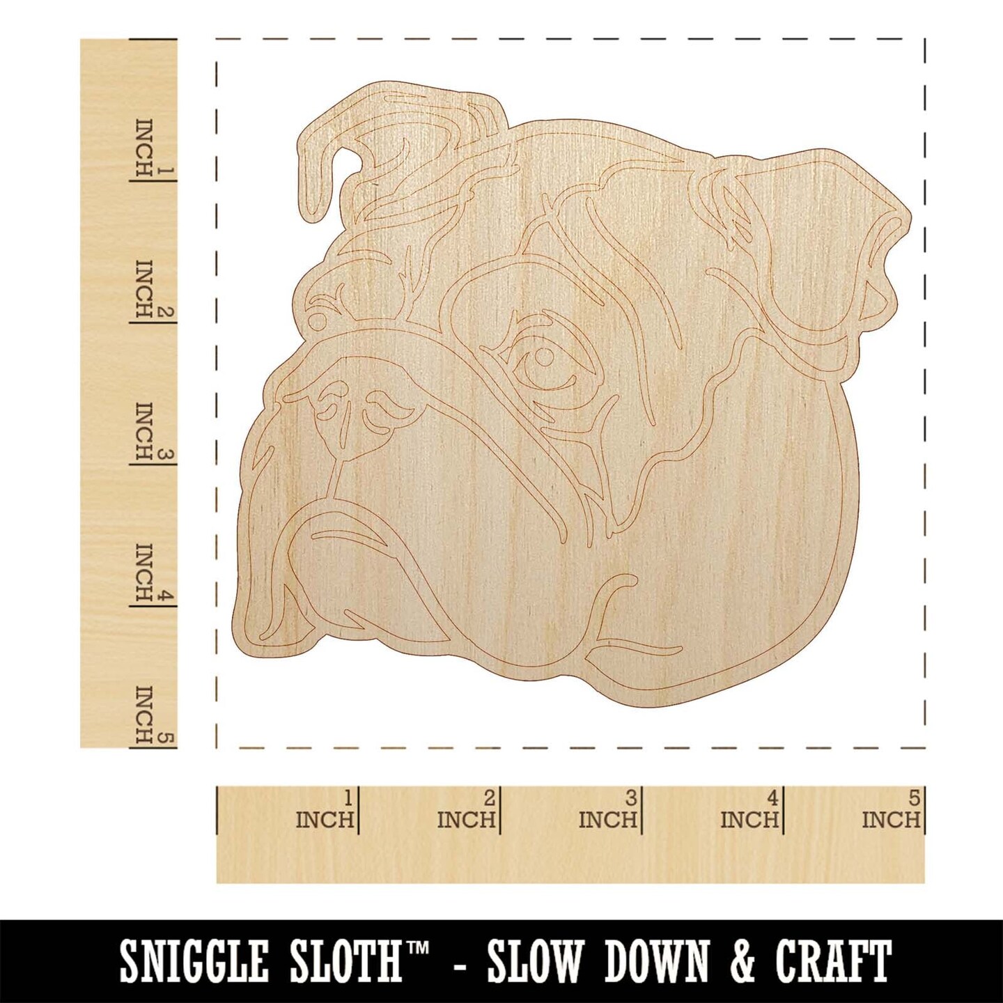 English Bulldog Head Unfinished Wood Shape Piece Cutout for DIY Craft ...
