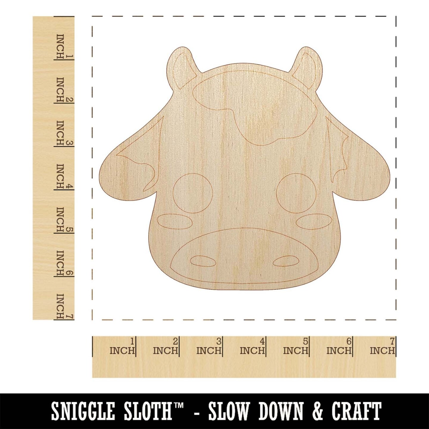 Charming Kawaii Chibi Cow Face Blushing Cheeks Milk Farm Unfinished ...