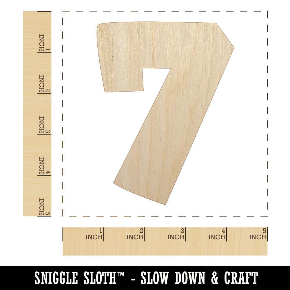 Number 7 Seven Fun Bold Font Unfinished Wood Shape Piece Cutout for DIY ...