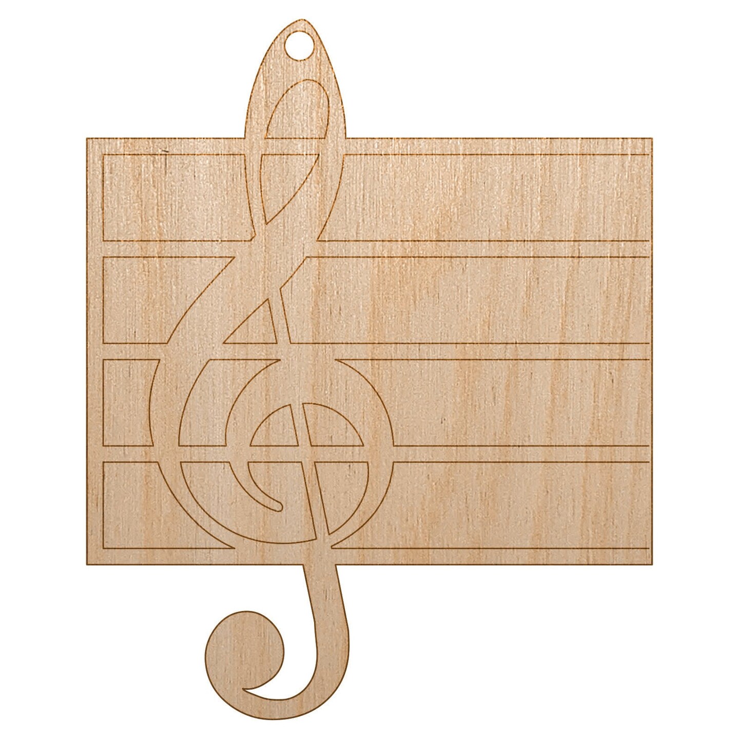 Treble Clef on Staff Music Unfinished Craft Wood Holiday Christmas Tree ...