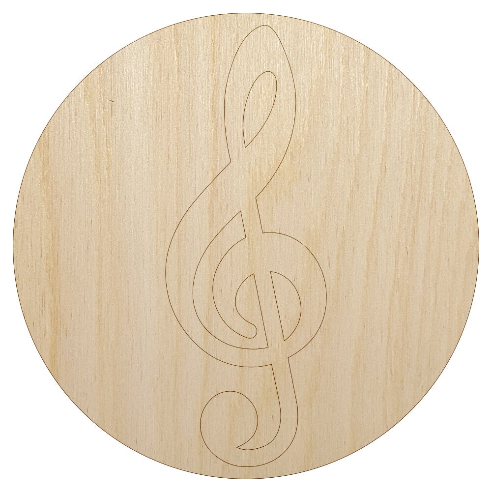 Treble Clef Music in Circle Unfinished Wood Shape Piece Cutout for DIY ...