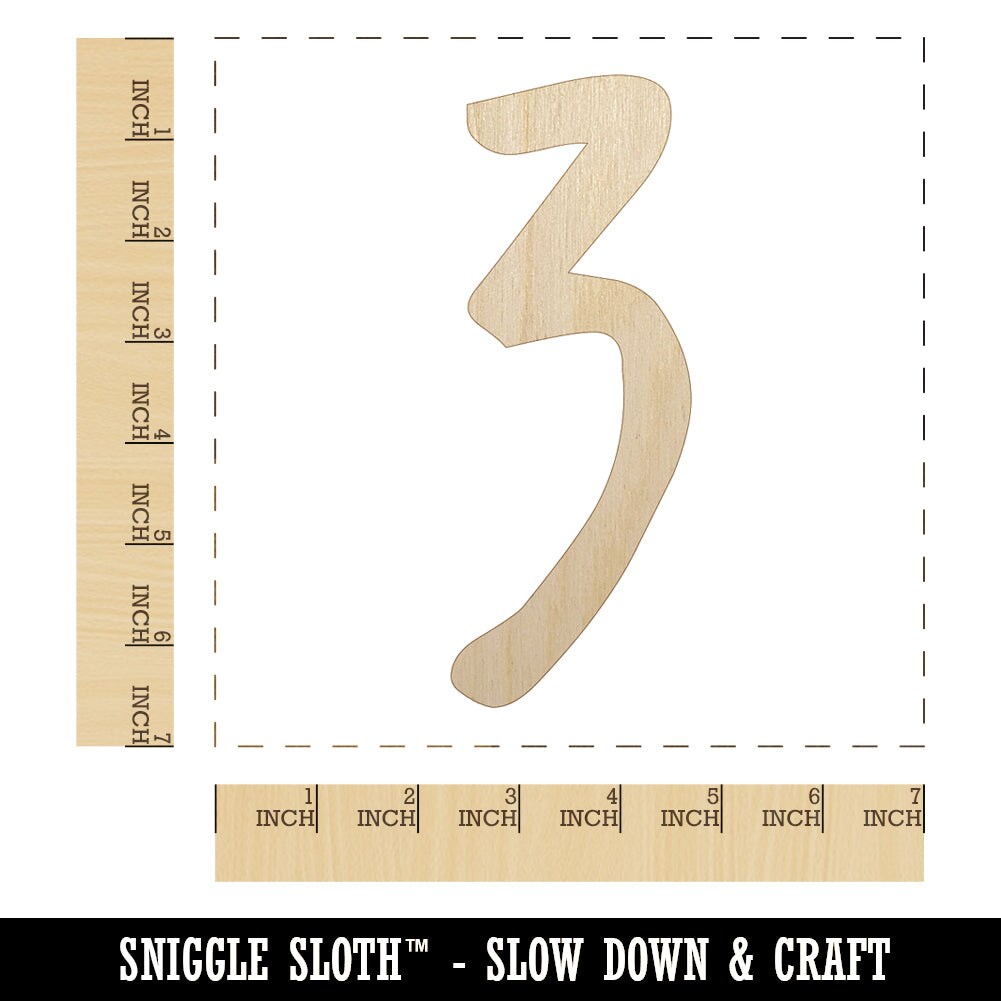 Number 3 Three Felt Marker Font Unfinished Wood Shape Piece Cutout for ...