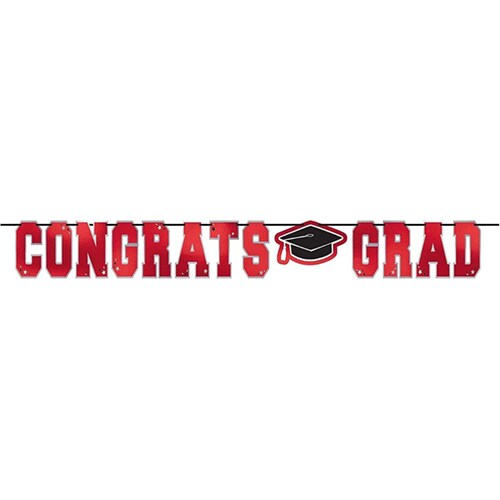 Congrats Grad Red Letter Ribbon Banner | Michaels