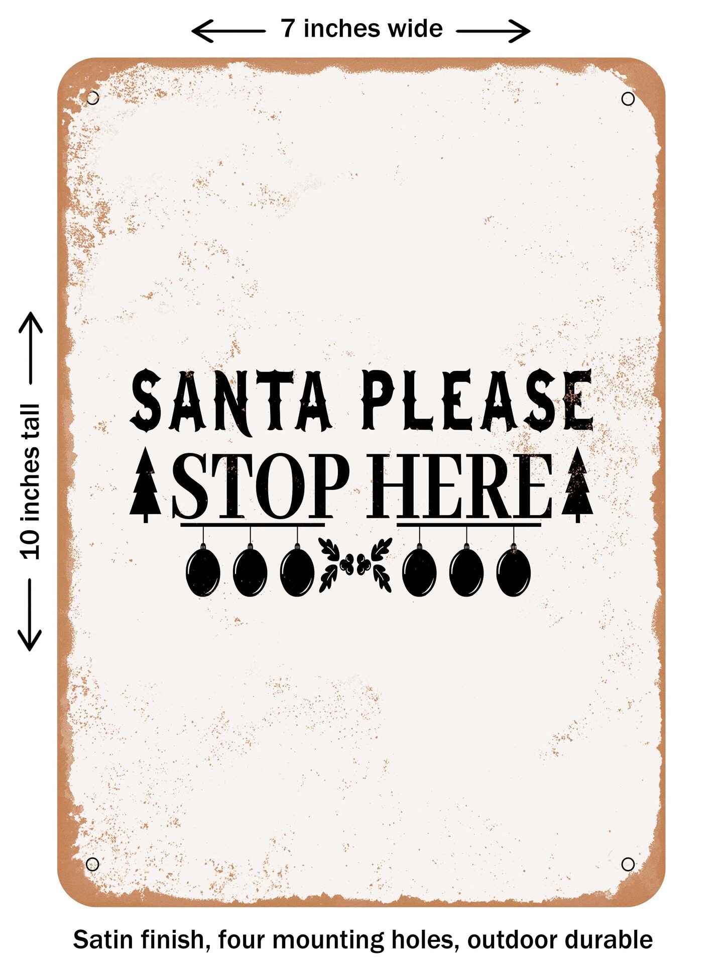 DECORATIVE METAL SIGN - Santa Please Stop Here - Vintage Rusty Look ...