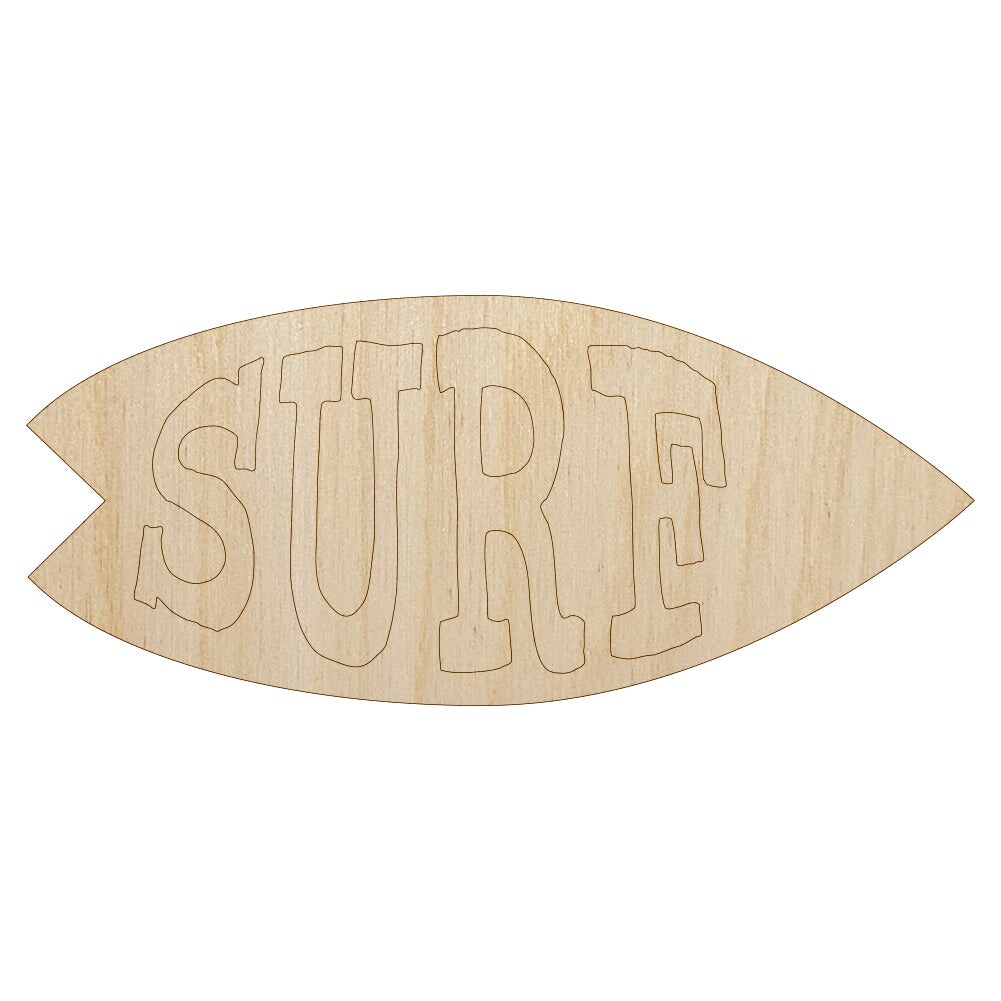 Surfing Surfboard Fun Text Unfinished Wood Shape Piece Cutout for DIY ...
