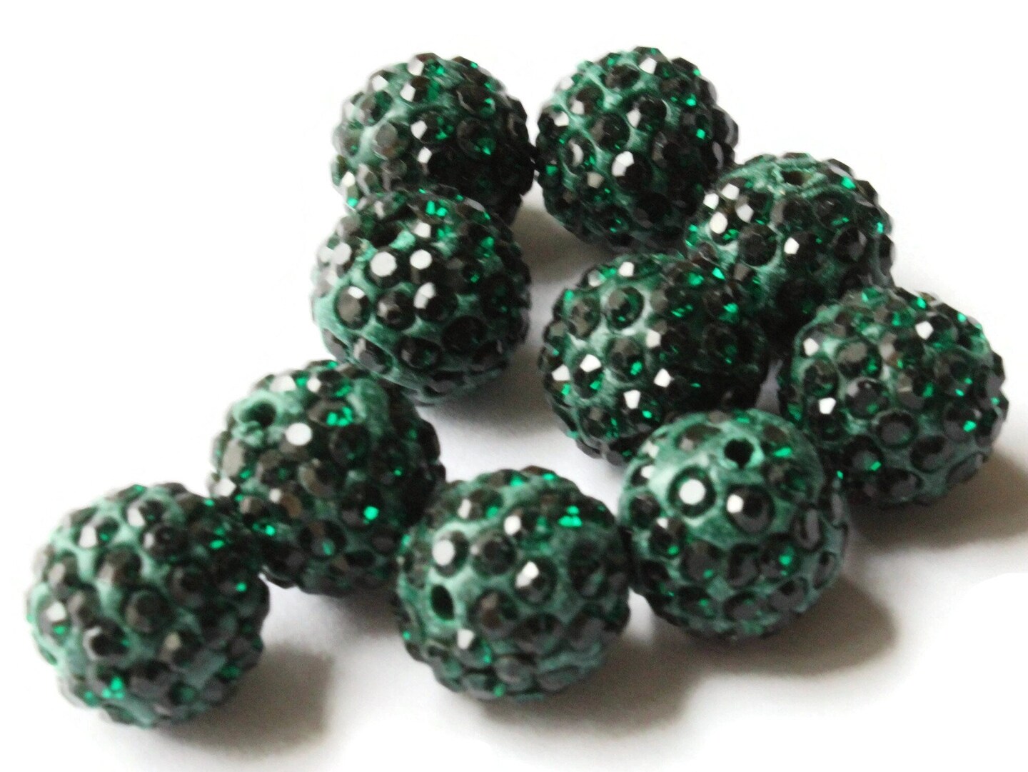 12mm Forest Green Round Rhinestone Polymer Clay Sparkle Beads | Michaels