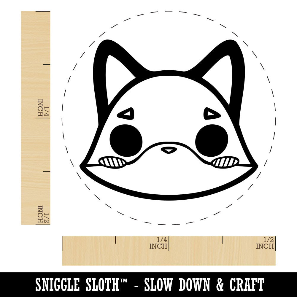 Charming Kawaii Chibi Fox Face Blushing Cheeks Self-Inking Rubber Stamp ...